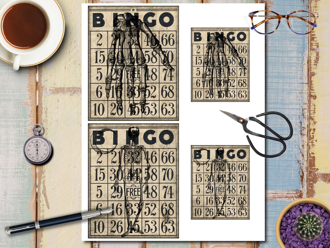 Halloween Bingo Cards, Gothic Ephemera (digital Printable) - Etsy