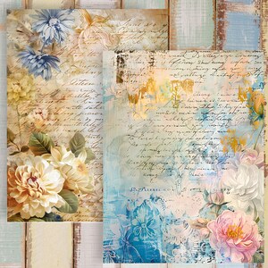 16 Vintage Floral Journal Pages, Junk Journal Kit, Basic Paper ...