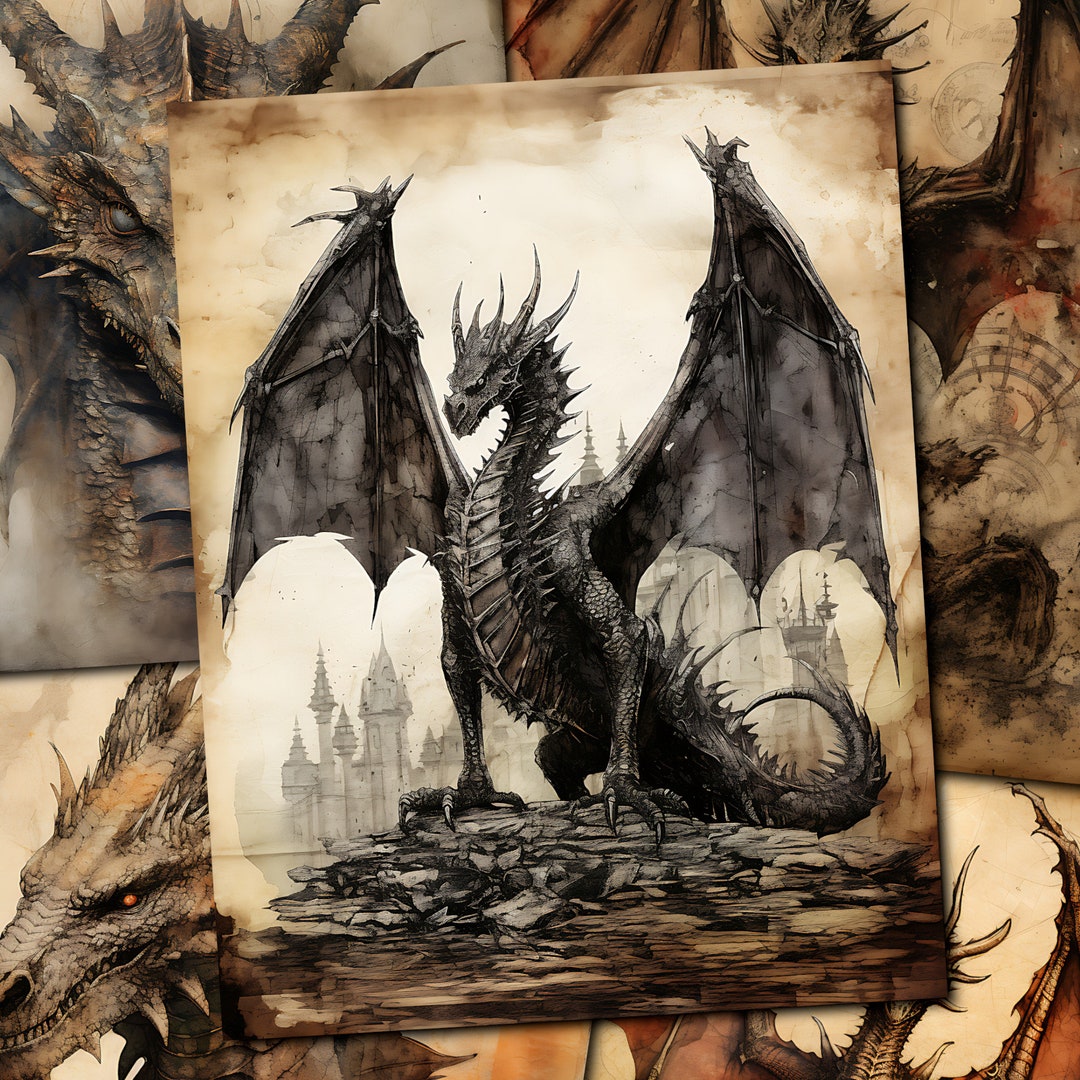 Junk Journal Printable, Dragon Junk Journal Digi Kit, Medieval Dragon ...