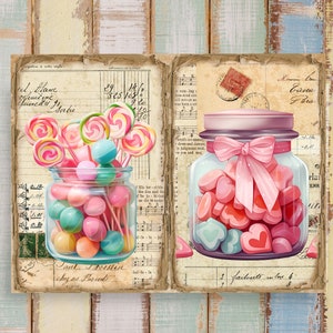 Candy Jars Junk Journal Kit: Vintage Collage Pages (digital Download ...