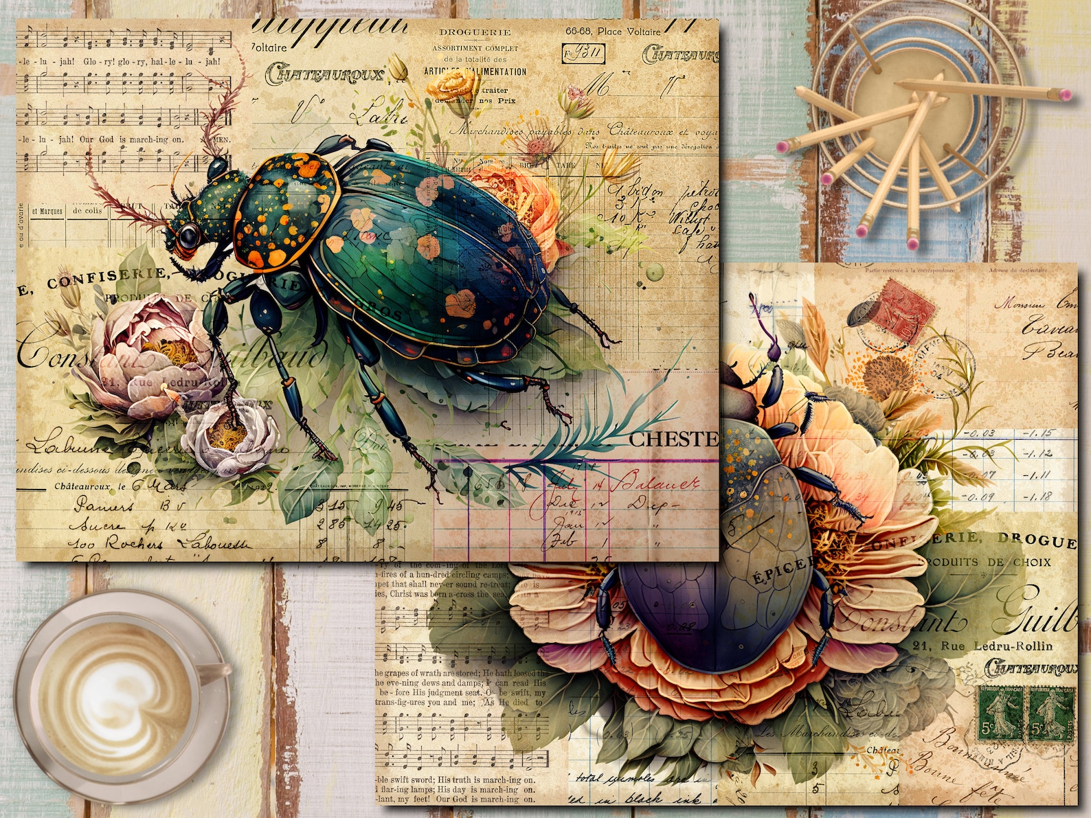 Beetle Junk Journal Papers: Vintage Bug Ephemera (digital Download) - Etsy