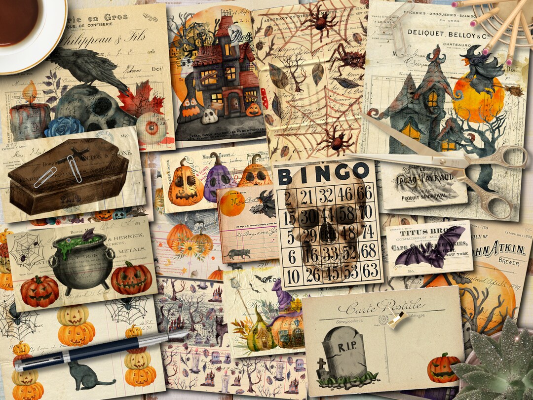 Halloween Junk Journal Kit, Collage Pages (digital Download) - Etsy