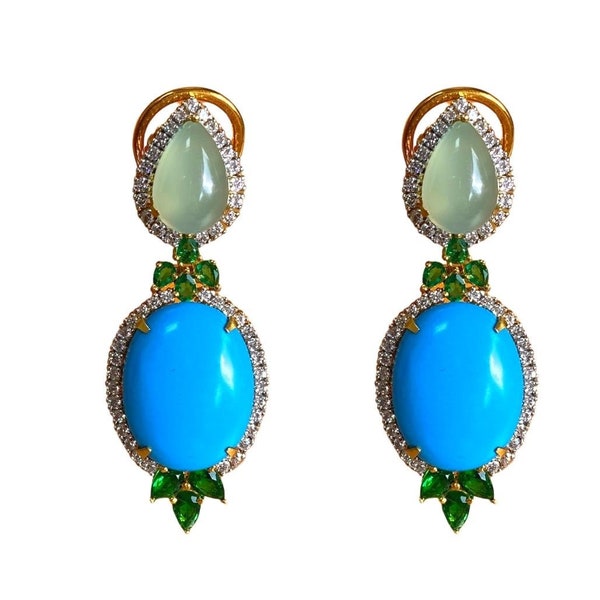 Turquoise Chandelier Earrings - Etsy UK