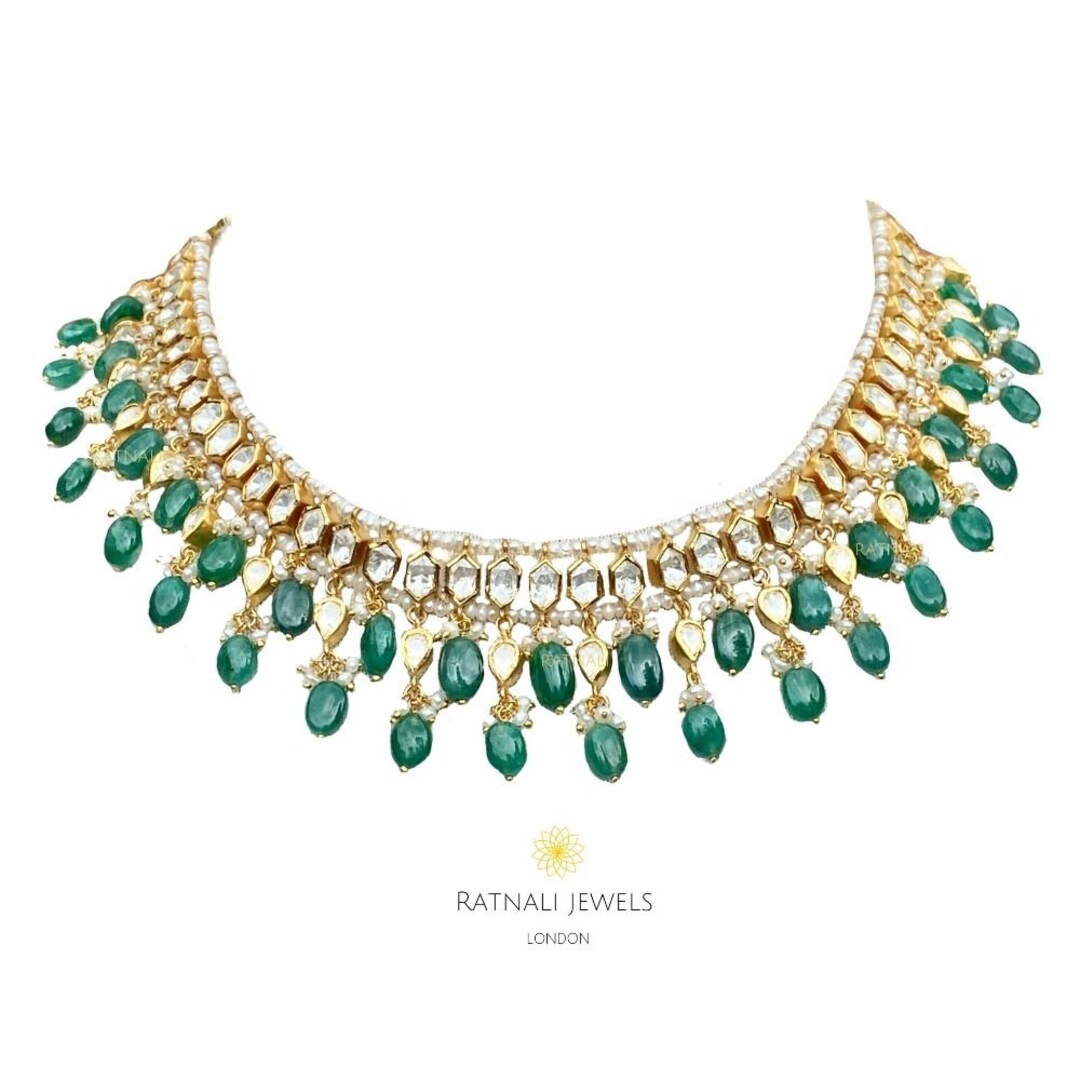 Mohini Satkona | Real Silver Moissanite Polki Jadau Necklace With Semi ...