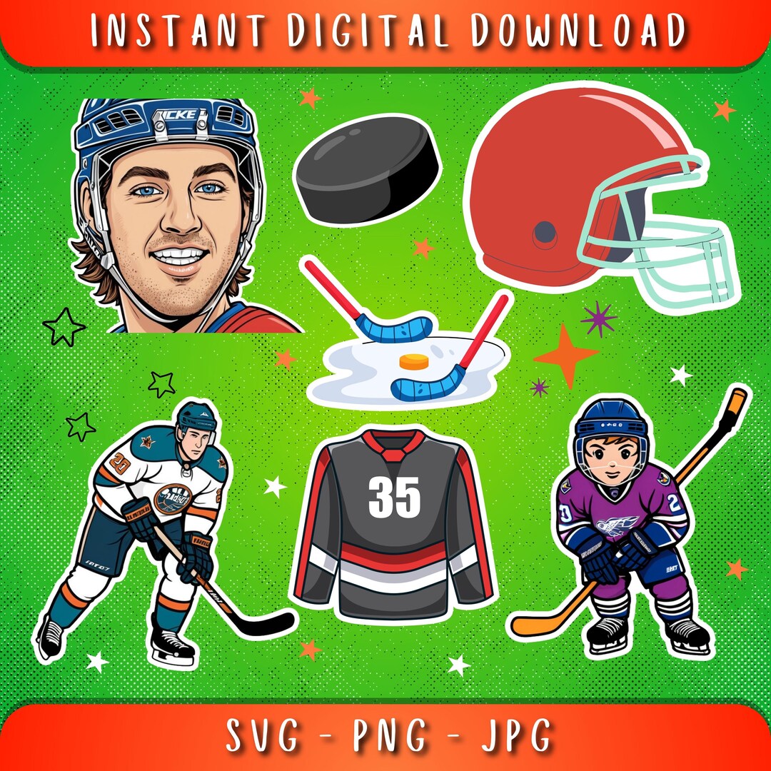 Hockey Stickers Svg Bundle | Digital Printable Stickers | Hockey Bundle ...