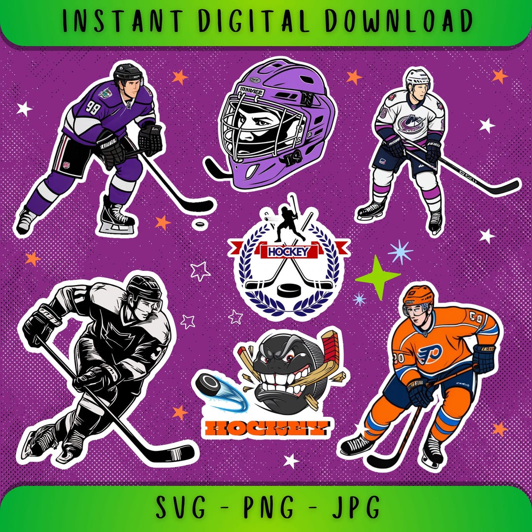 Custom Hockey Stickers Svg | Digital Printable Stickers | Hockey Bundle ...