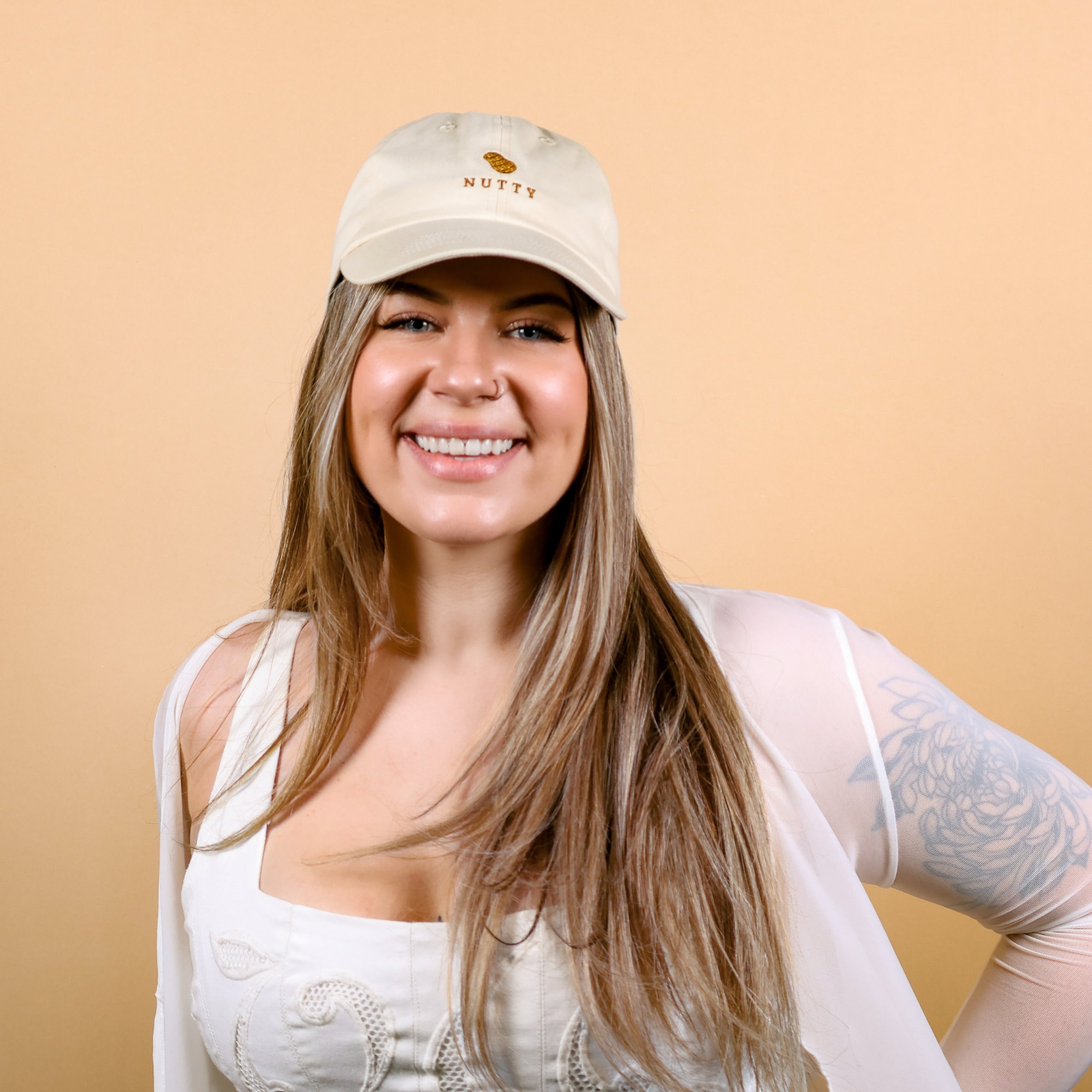 Nutty Peanut Cap – Beige With Embroidered Letters for Gift, Everyday ...