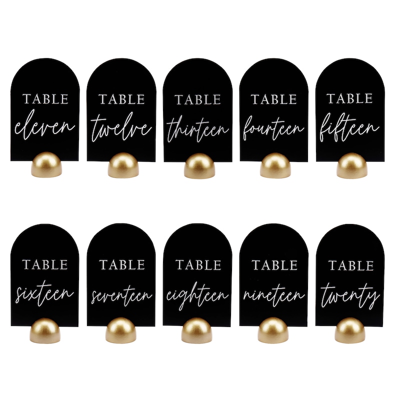 Set of 10 (1-10) Hanna Roberts Modern Table Number Black Card Stock ...