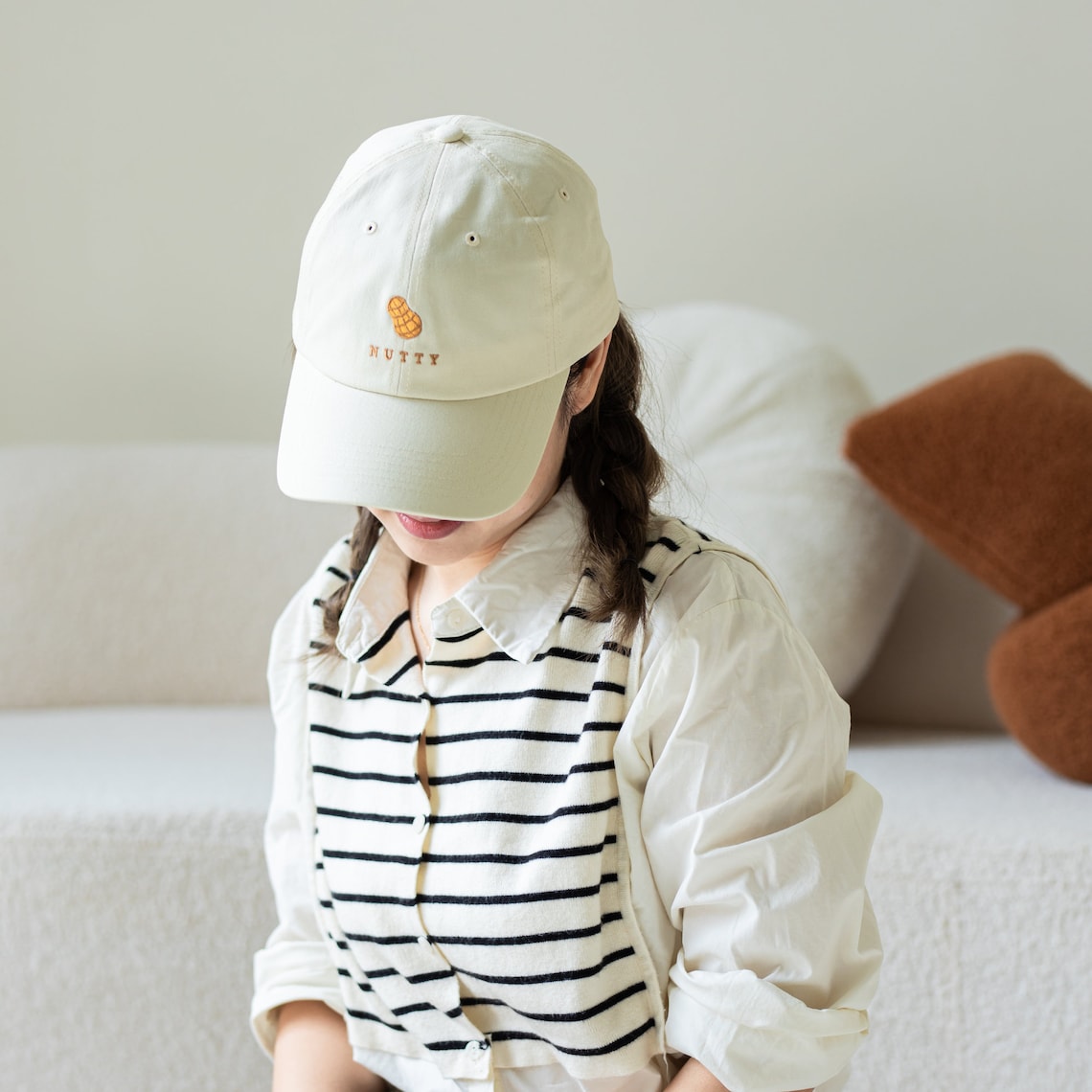Nutty Peanut Cap – Beige With Embroidered Letters for Gift, Everyday ...