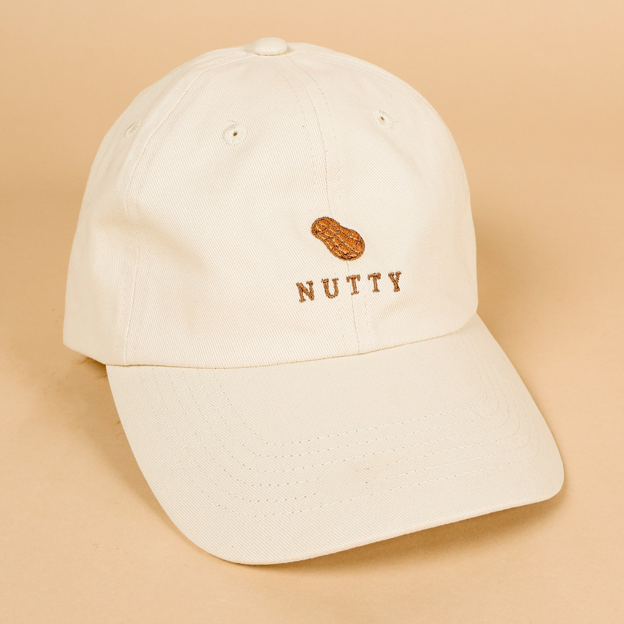 Nutty Peanut Cap – Beige With Embroidered Letters for Gift, Everyday ...