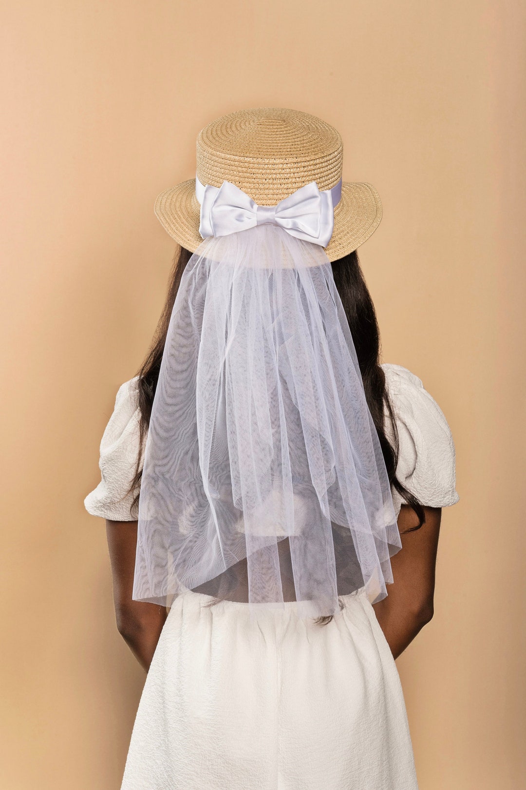 Bachelorette Honeymoon Hat With Detachable White Bow and Veil ...