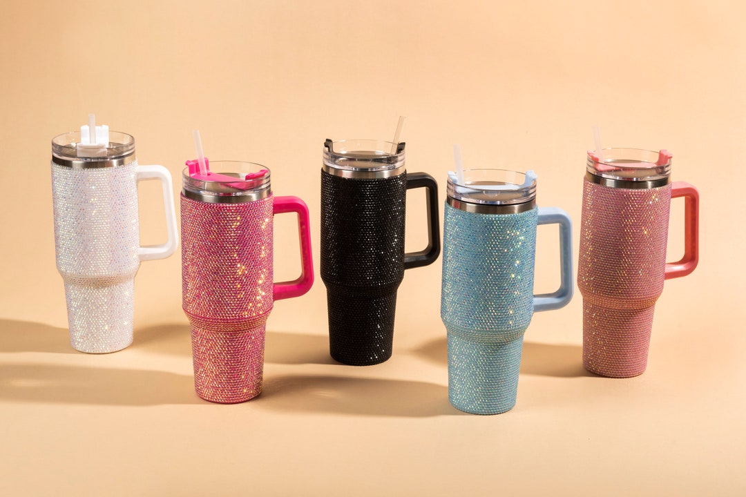 40oz Bedazzled Rhinestone Stanley Inspired Tumbler Cup With Straw and ...