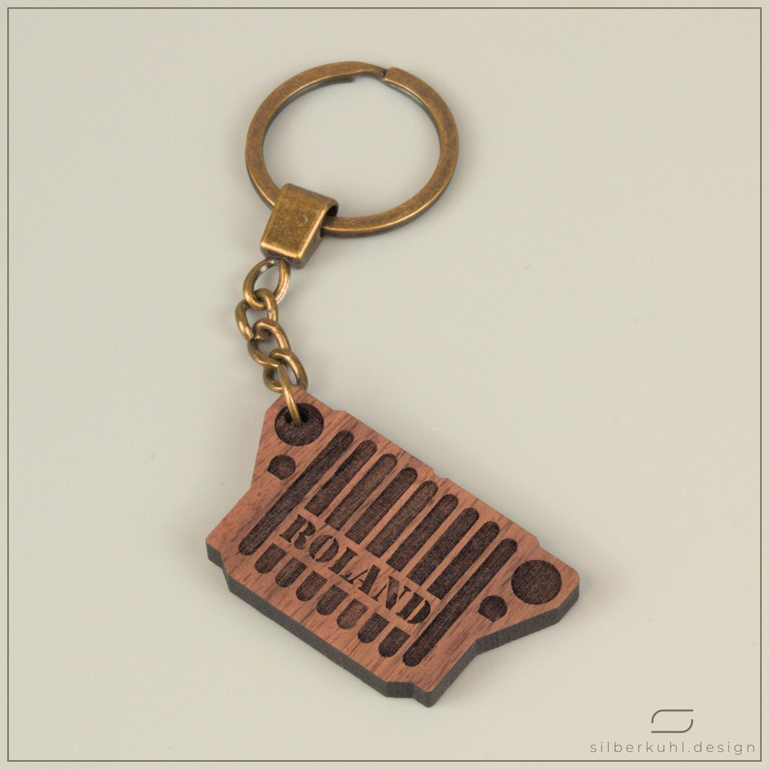 Keychain Willys Jeep Trailer Oldtimer, Auto Workshop, Army, Walnut - Etsy