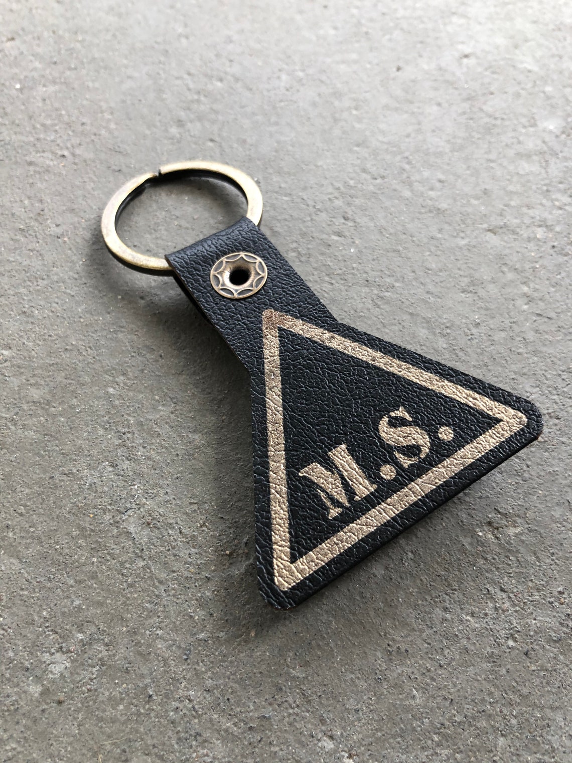Unique Keychain Warning Sign With White Gold Engraving - Etsy