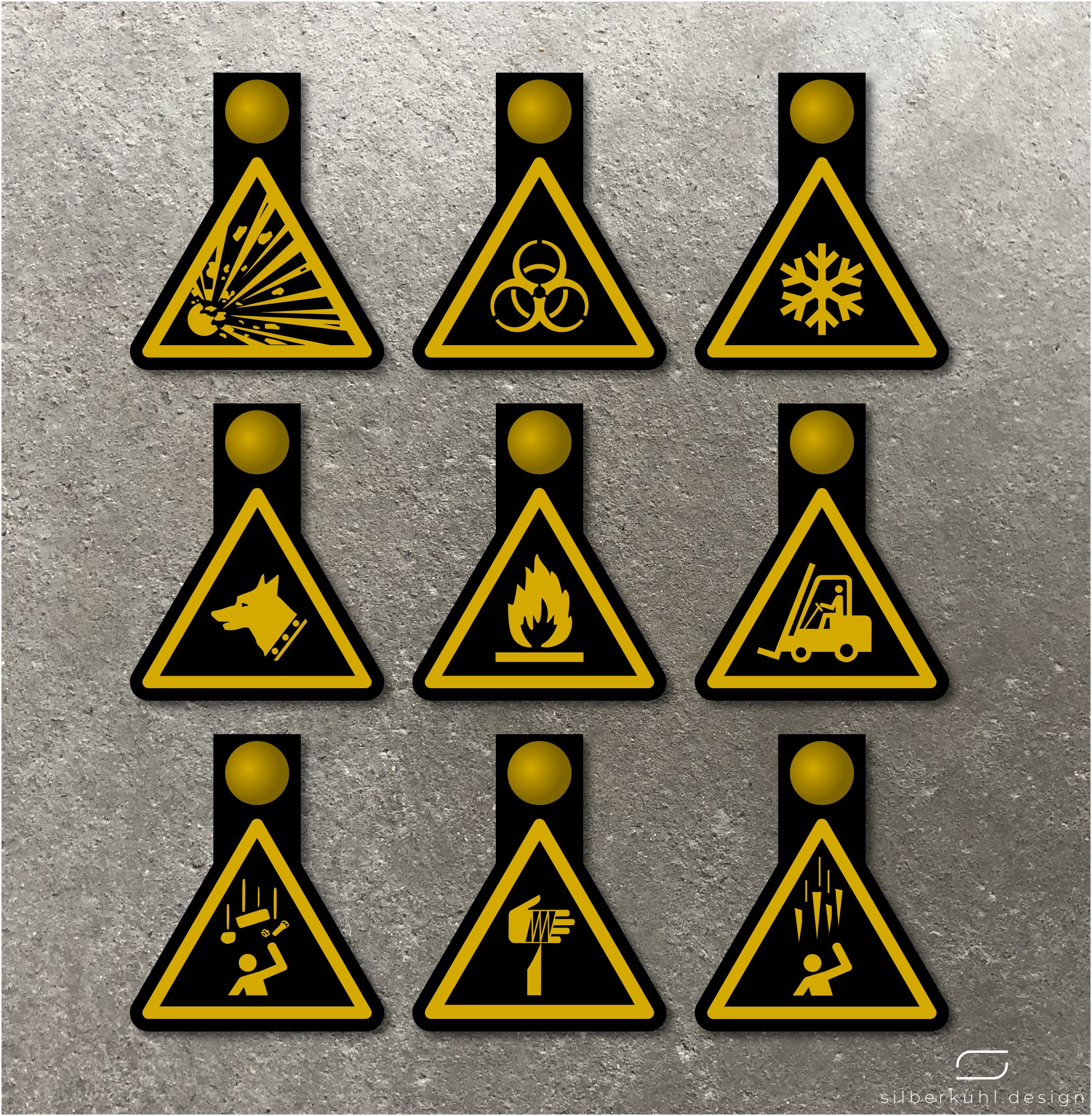 Unique Keychain Warning Sign With White Gold Engraving - Etsy