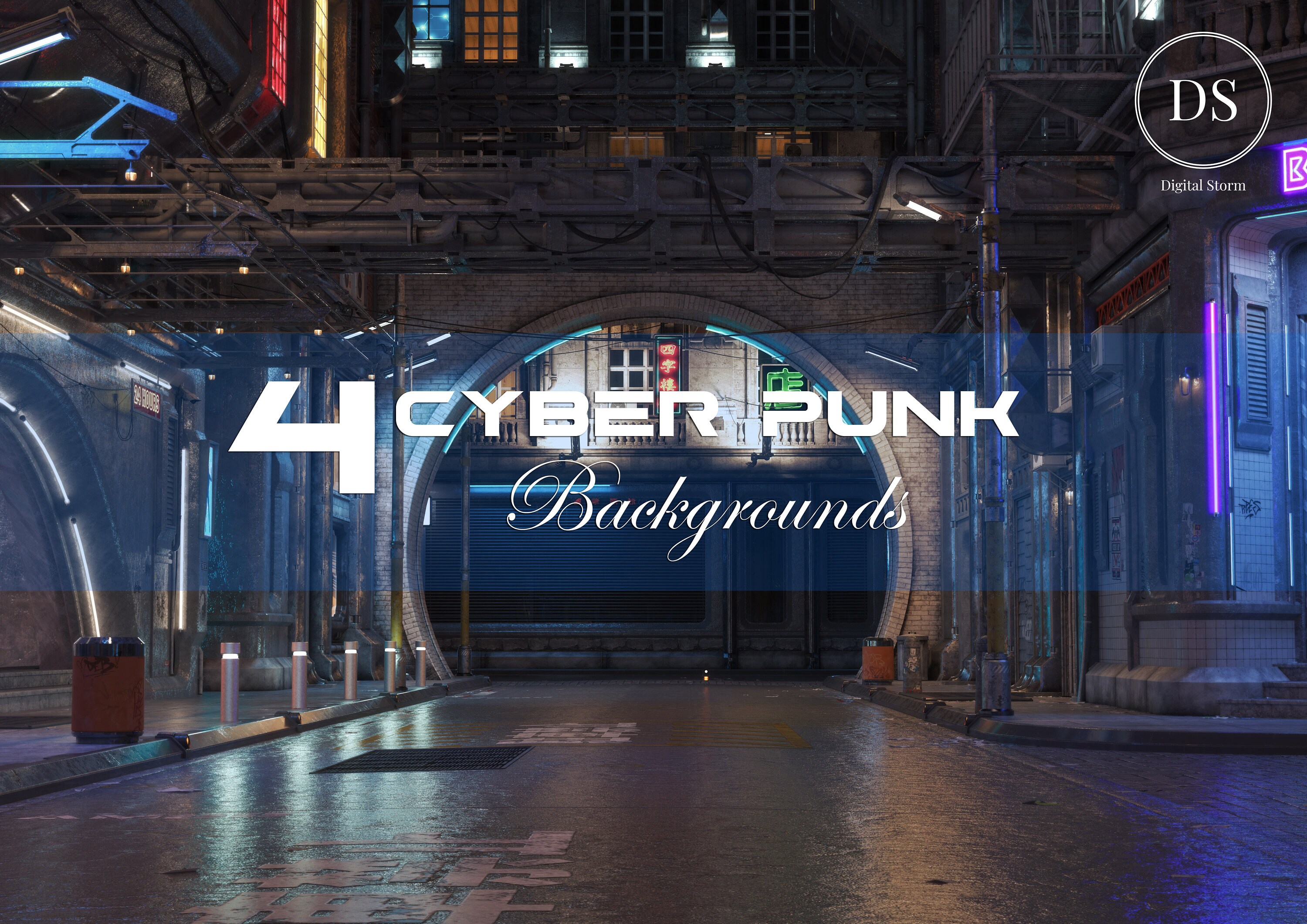 Urban City Retro Futuristic Cyber Punk Science Fiction Backgrounds ...