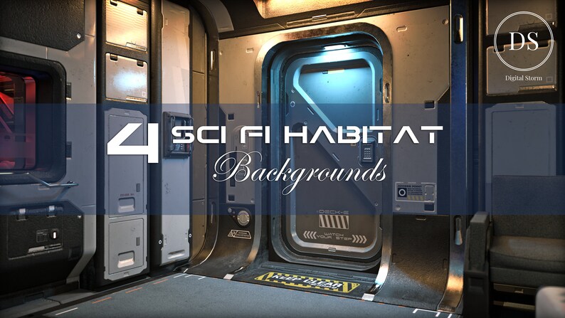 4 Sci Fi Living Quarters Backgrounds, Habitat Backdrops, Futuristic ...