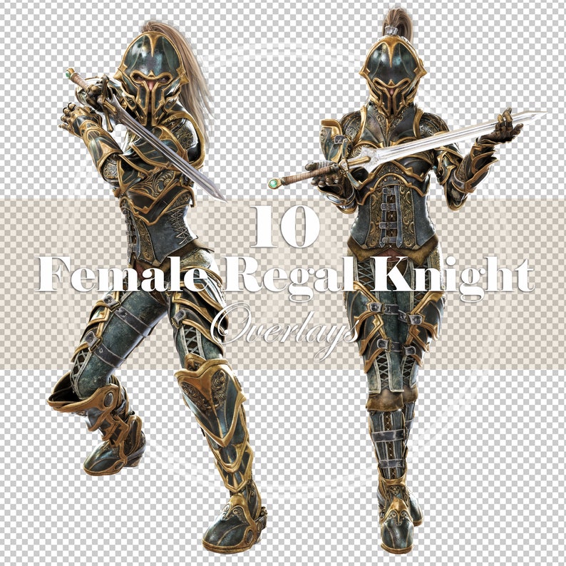 10 Female Regal Knight Png Character Poses, Overlay, Female Warrior ...