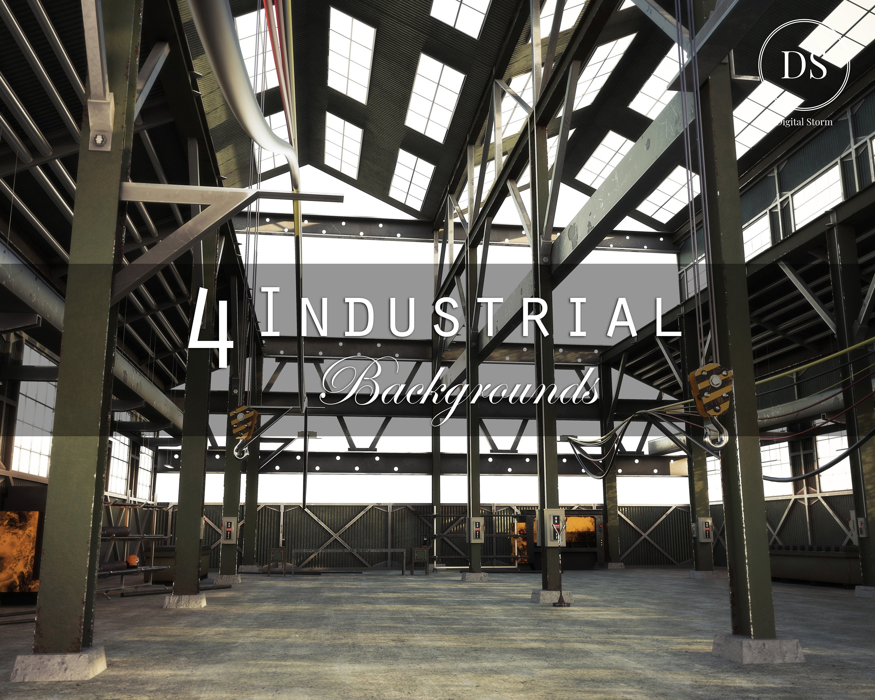4 Industrial Backgrounds of Warehouses , Hangar and Garage Backdrops ...