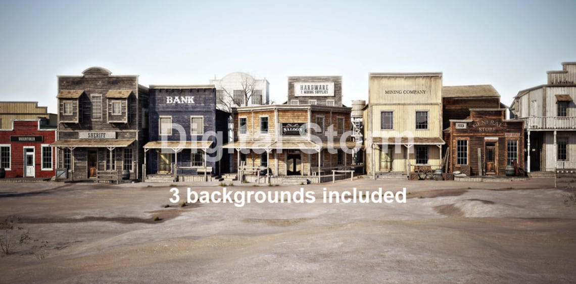 Western town old building backgrounds . Wild west collection | Etsy