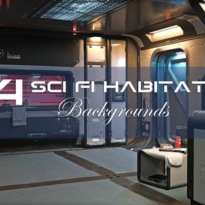 4 Sci Fi Living Quarters Backgrounds, Habitat Backdrops, Futuristic ...