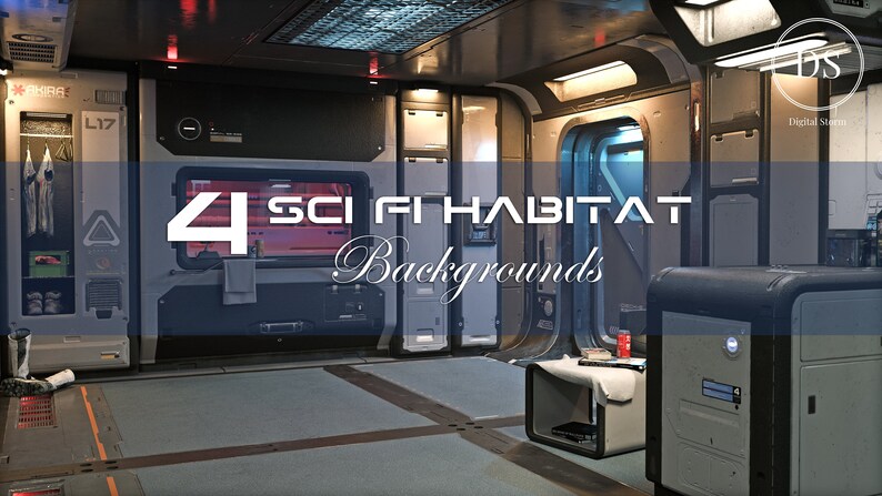 4 Sci Fi Living Quarters Backgrounds, Habitat Backdrops, Futuristic ...