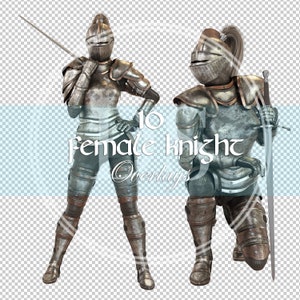 10 Female Knight Poses, Medieval Warrior , Png Transparent Overlays ...