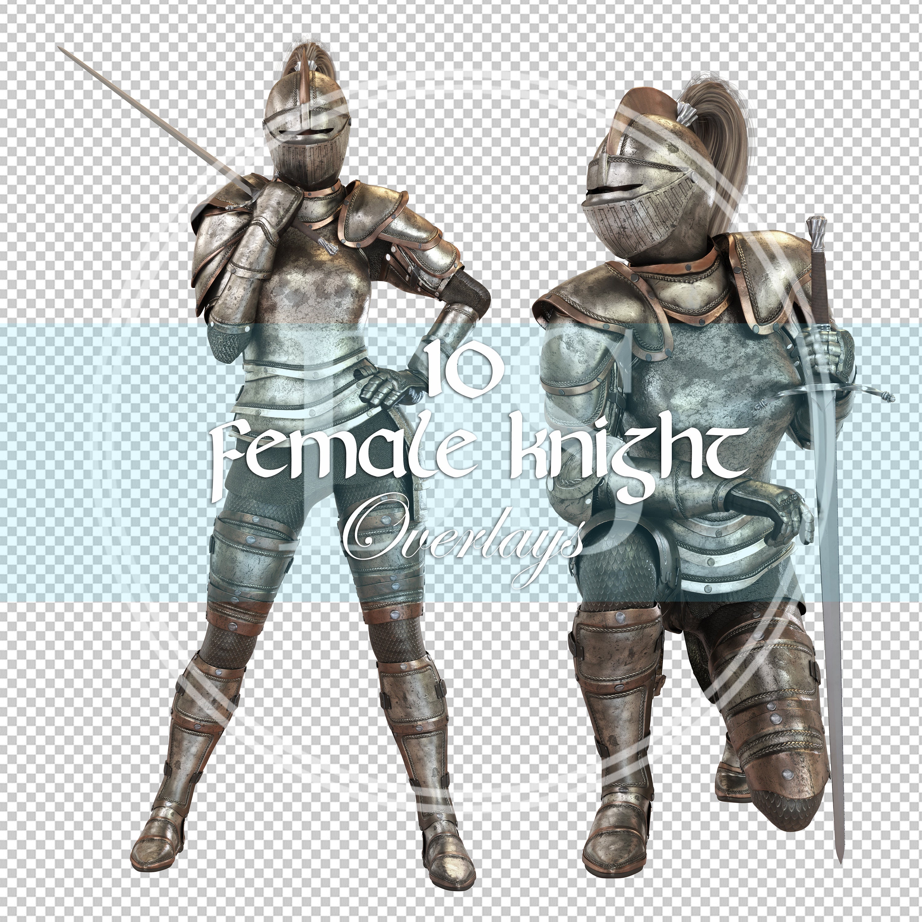 10 Female Knight Poses, Medieval Warrior , Png Transparent Overlays ...