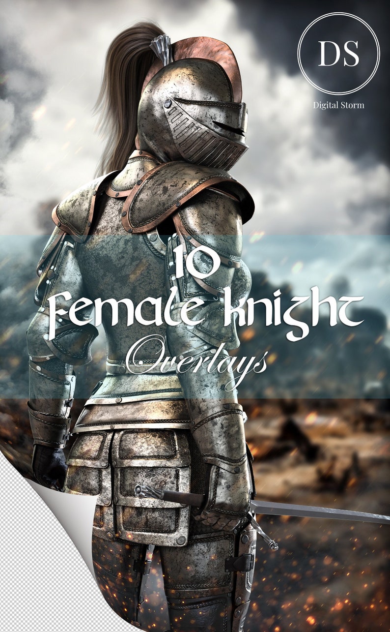 10 Female Knight Poses, Medieval Warrior , Png Transparent Overlays ...