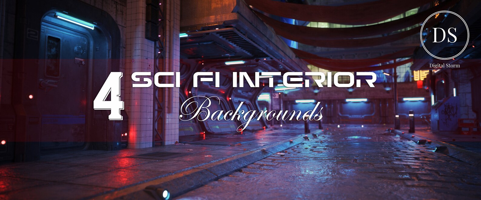 4 Science Fiction Backgrounds, Sci Fi Backdrops, Futuristic Halls ...
