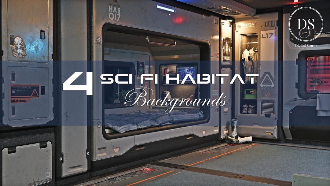 4 Sci Fi Living Quarters Backgrounds, Habitat Backdrops, Futuristic ...