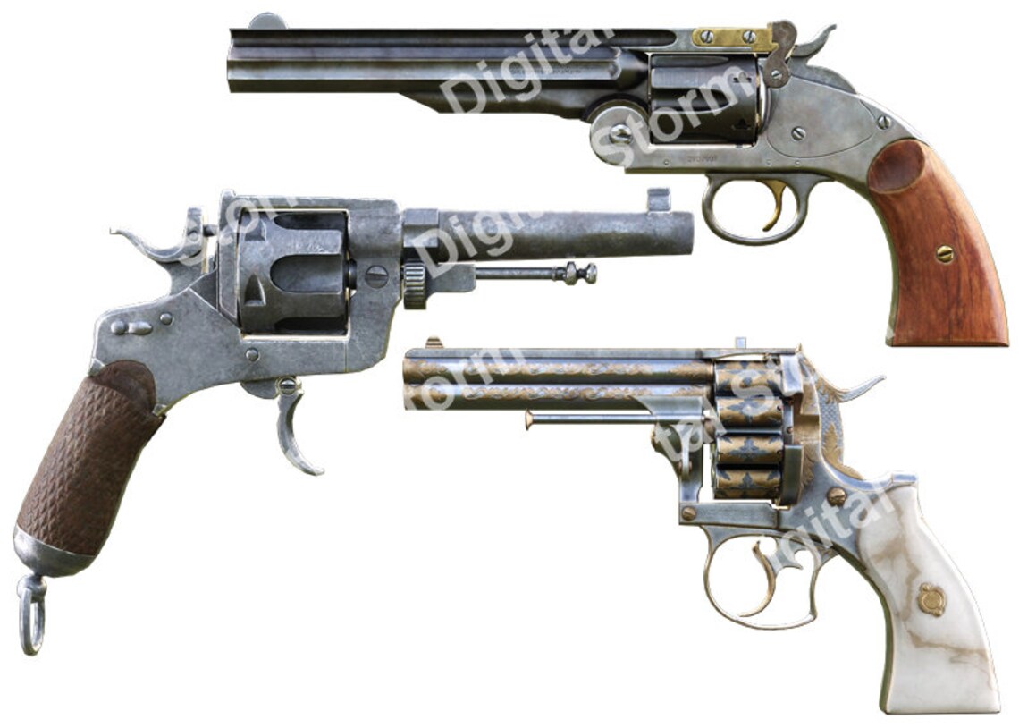 Cowboy Western Pistol Booster Pack Transparent PNG Overlays . - Etsy