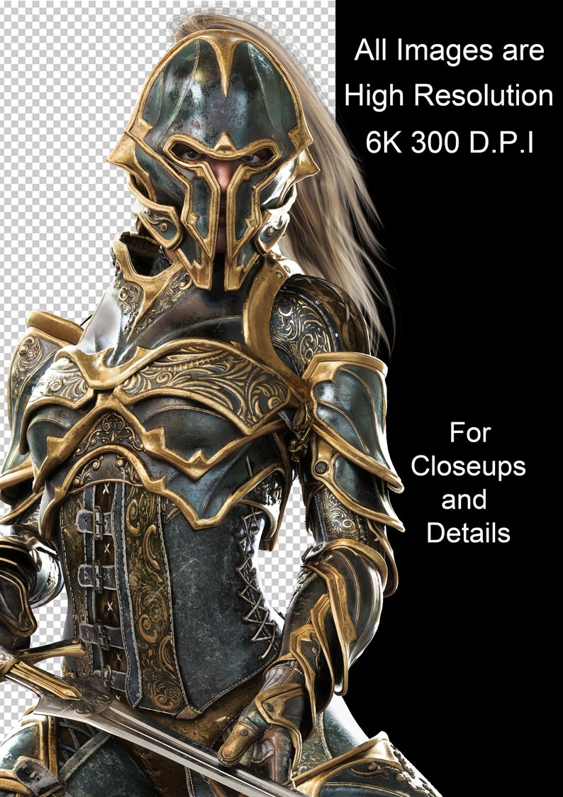 10 Female Regal Knight Png Character Poses, Overlay, Female Warrior ...