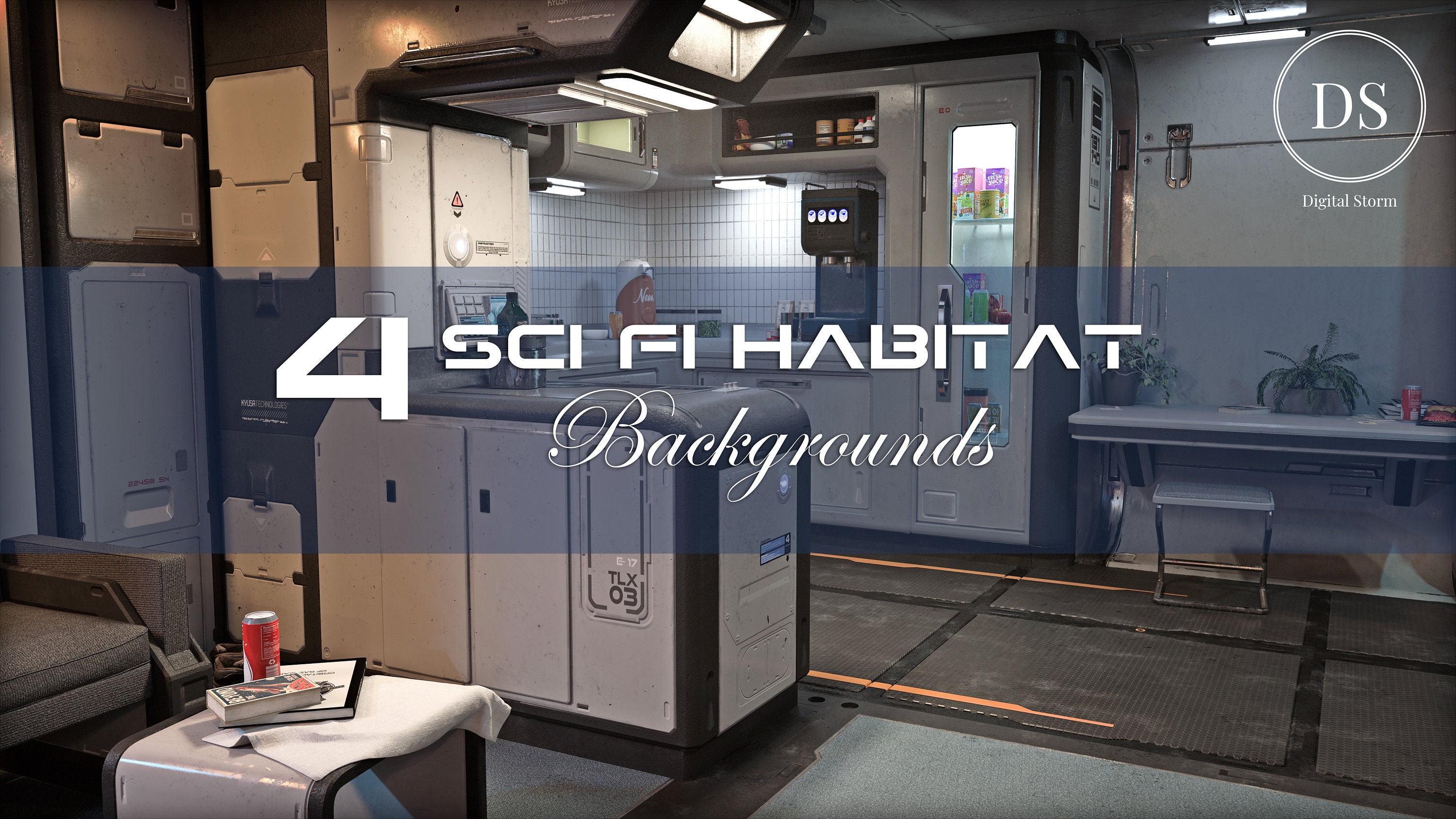 4 Sci Fi Living Quarters Backgrounds, Habitat Backdrops, Futuristic ...