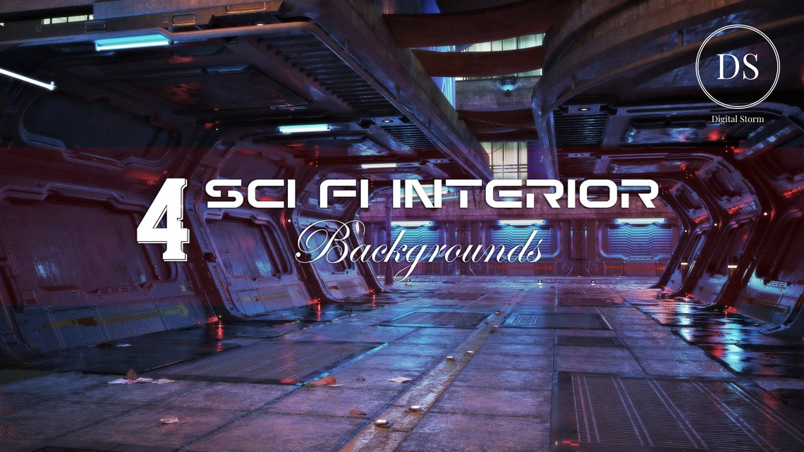 4 Science Fiction Backgrounds, Sci Fi Backdrops, Futuristic Halls ...