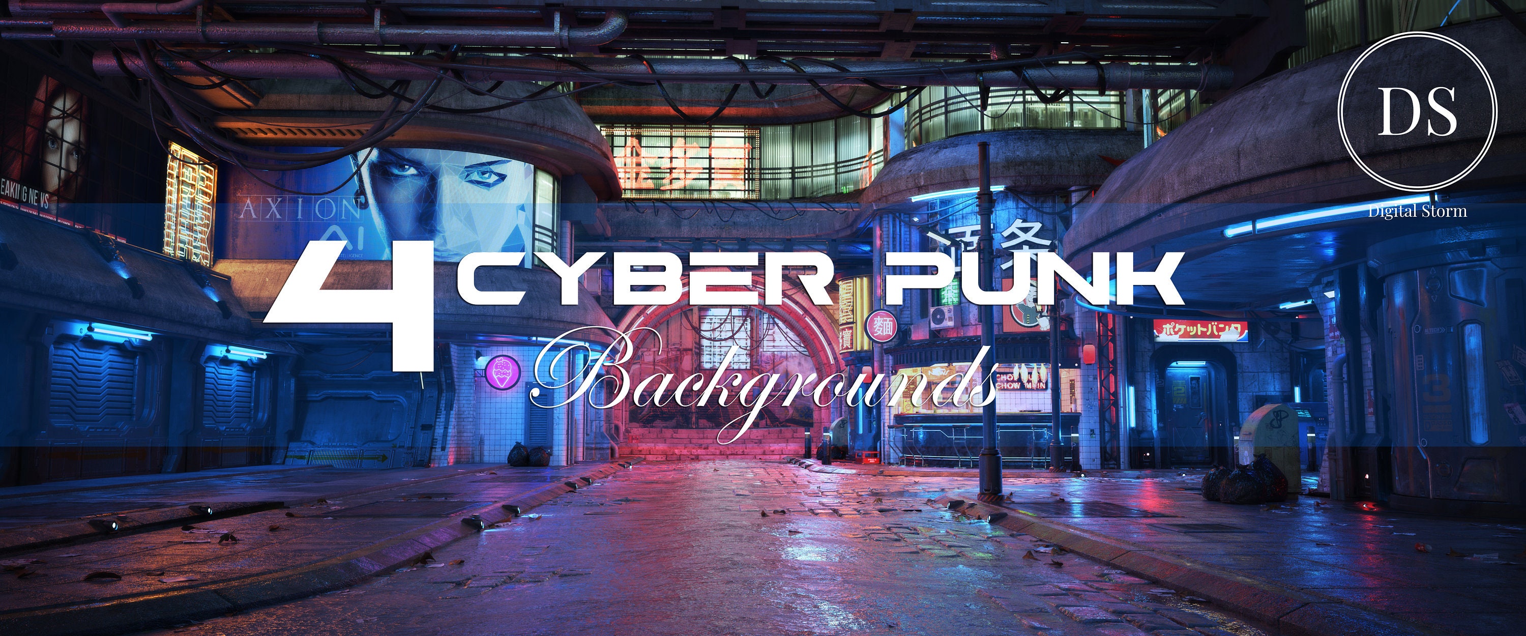 Urban City Retro Futuristic Cyber Punk Science Fiction Backgrounds ...