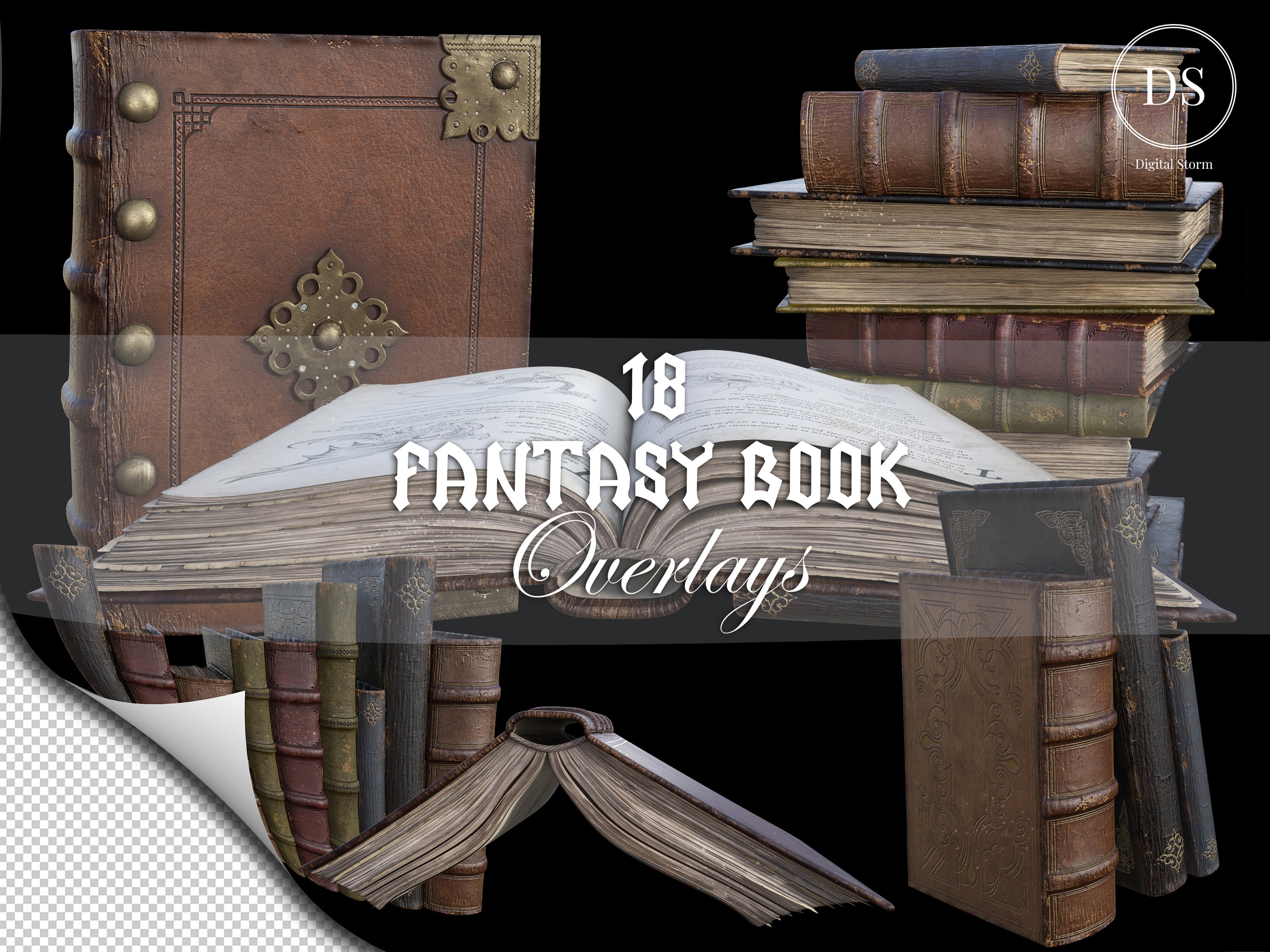 18 Fantasy Book Overlays , Vintage Books, Old Books, Leather Books - Etsy