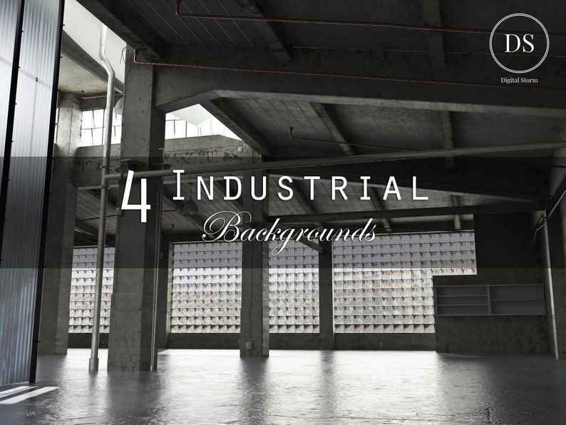 4 Industrial Backgrounds of Warehouses , Hangar and Garage Backdrops ...