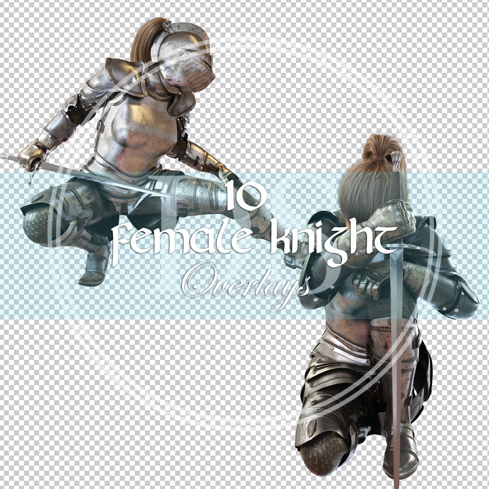 10 Female Knight Poses, Medieval Warrior , Png Transparent Overlays ...