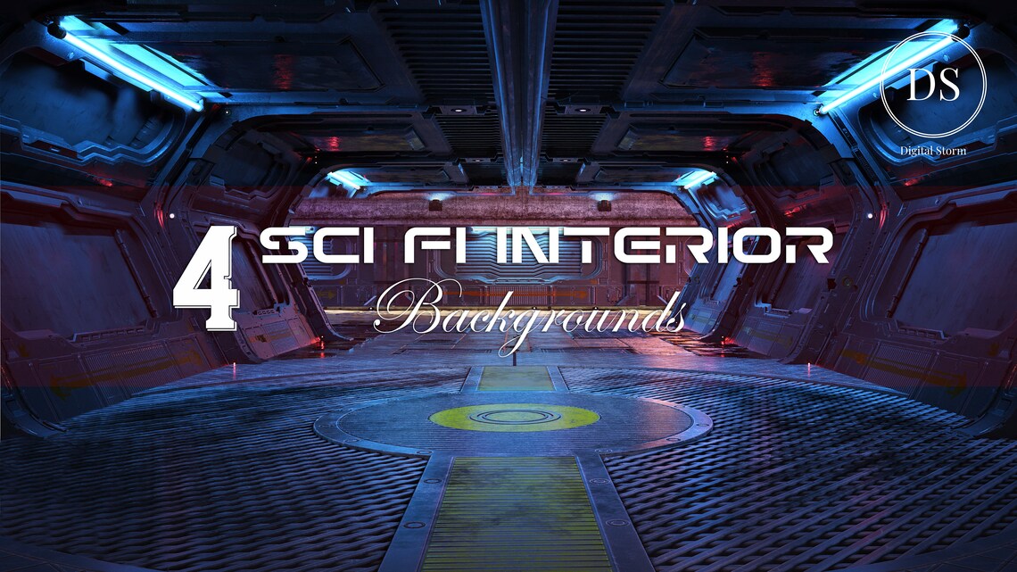 4 Science Fiction Backgrounds, Sci Fi Backdrops, Futuristic Halls ...