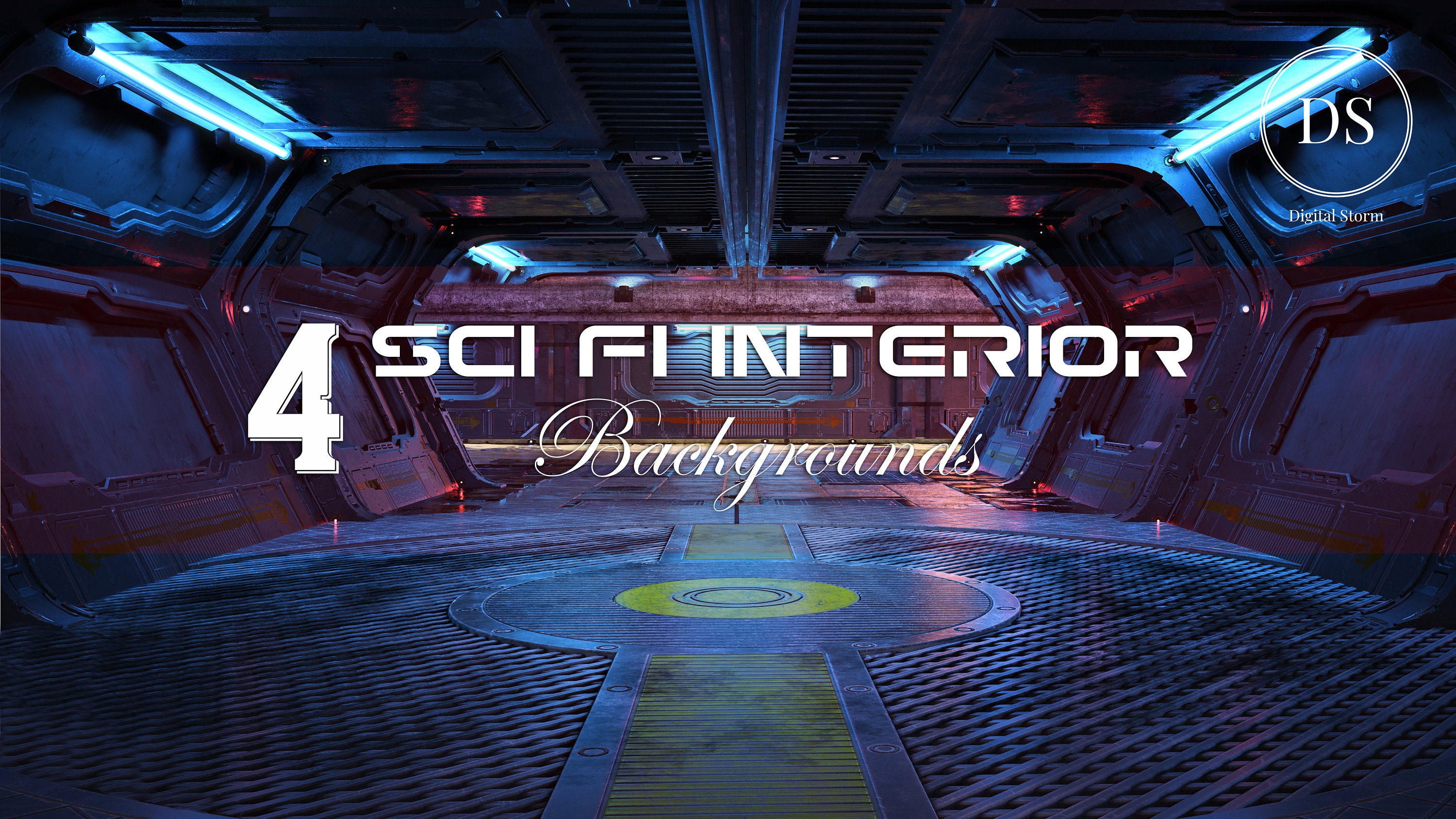 4 Science Fiction Backgrounds, Sci Fi Backdrops, Futuristic Halls ...