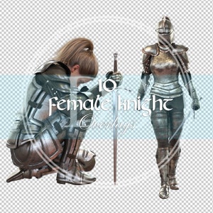 10 Female Knight Poses, Medieval Warrior , Png Transparent Overlays ...