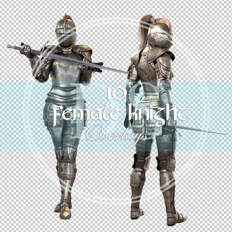 10 Female Knight Poses, Medieval Warrior , Png Transparent Overlays ...