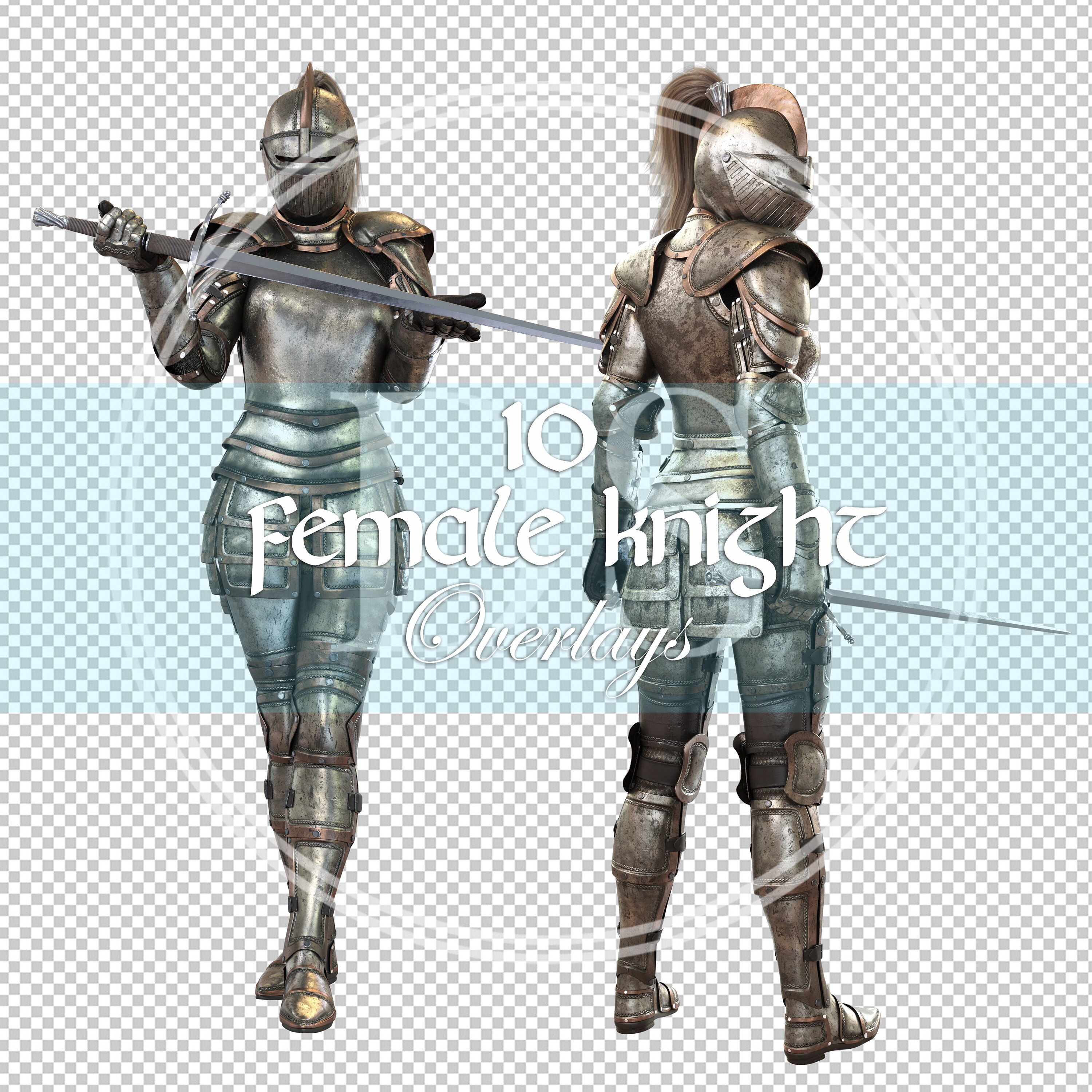 10 Female Knight Poses, Medieval Warrior , Png Transparent Overlays ...