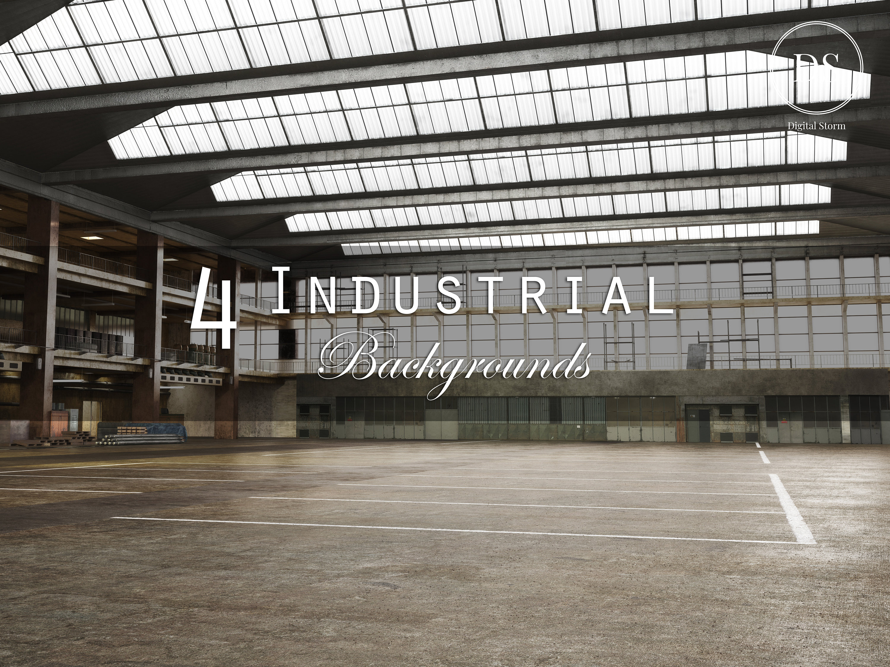 4 Industrial Backgrounds of Warehouses , Hangar and Garage Backdrops ...