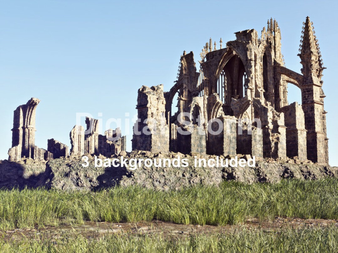 Gothic Fantasy Ruins Background's . Ancient Backdrop's . 3d Rendering ...
