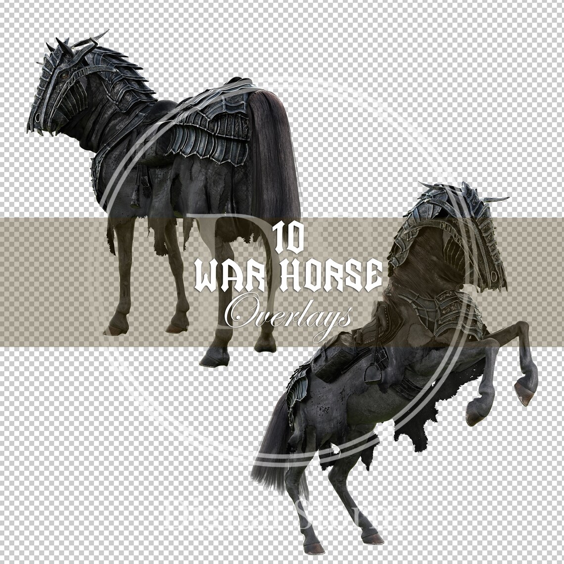 10 Fantasy War Horse Transparent Overlays,transparent PNG Armored ...