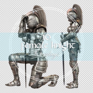 10 Female Knight Poses, Medieval Warrior , Png Transparent Overlays ...