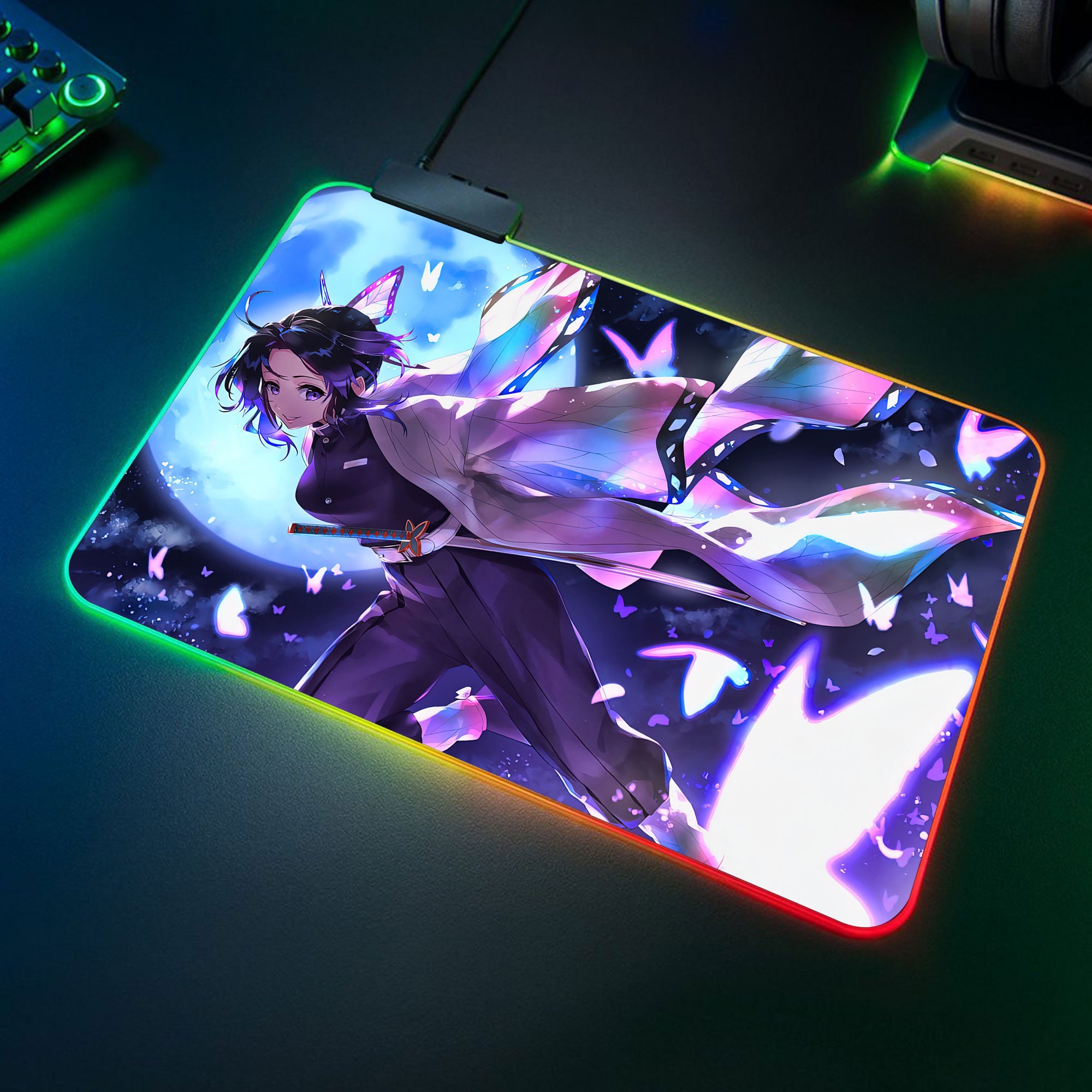 RGB Mousepad, Anime Girl Mousepad, Moonlight Mousepad, LED Gaming Desk ...