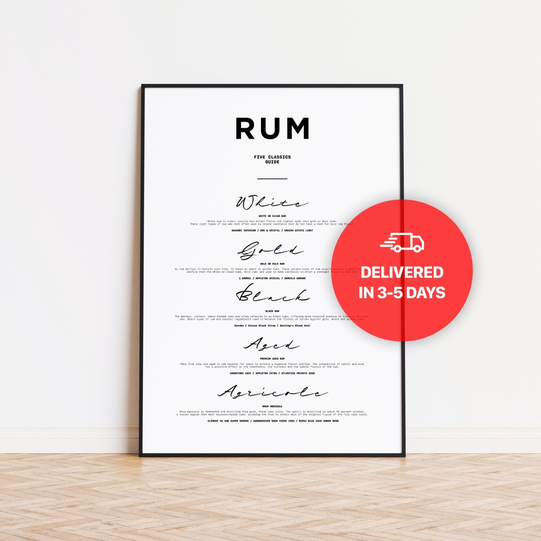 Rum Guide Print Types of Rum Print Kitchen Wall Decor - Etsy